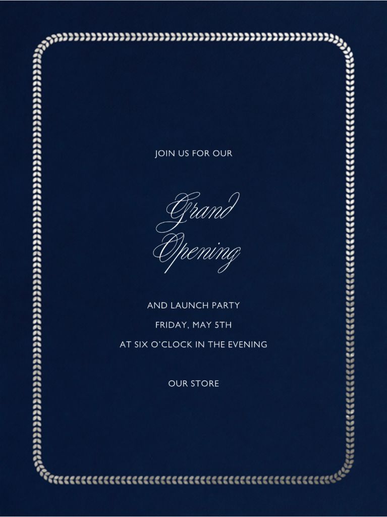 Leaf Inner Bevel Border - Launch Party Invitation | Send online ...