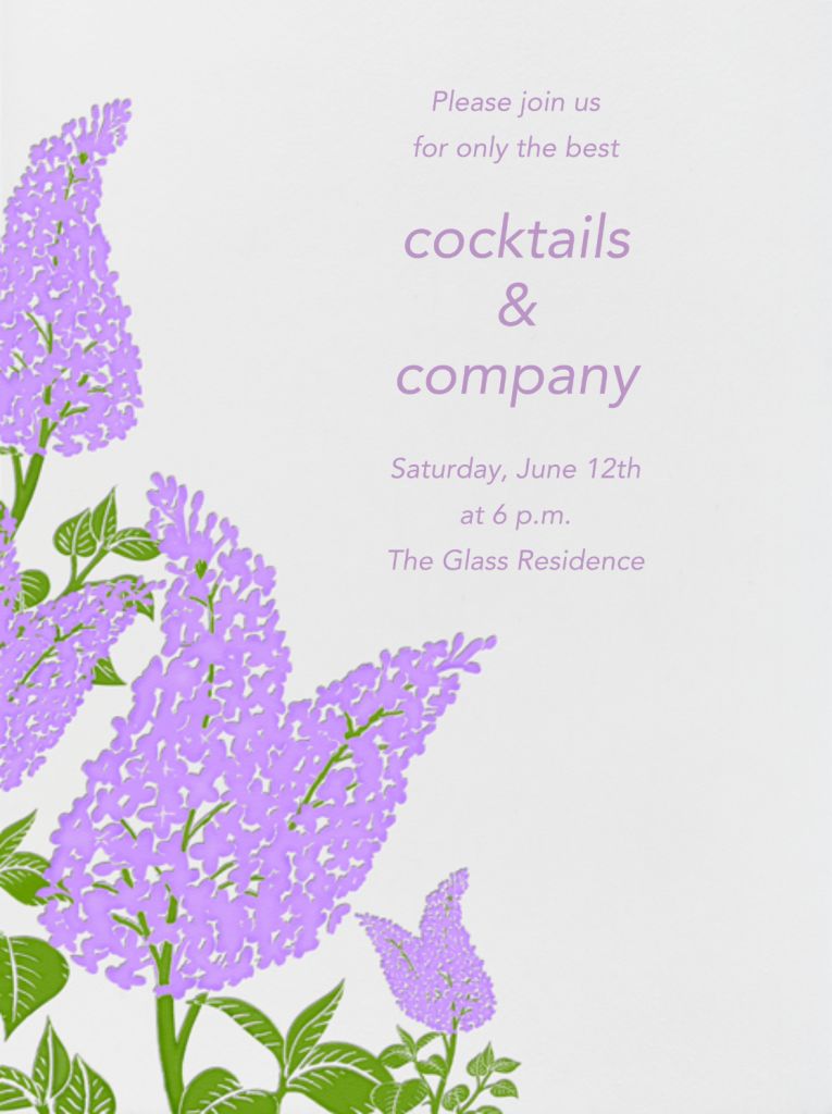 Lilac Flowers - Spring Party Invitation | Send online instantly | RSVP ...