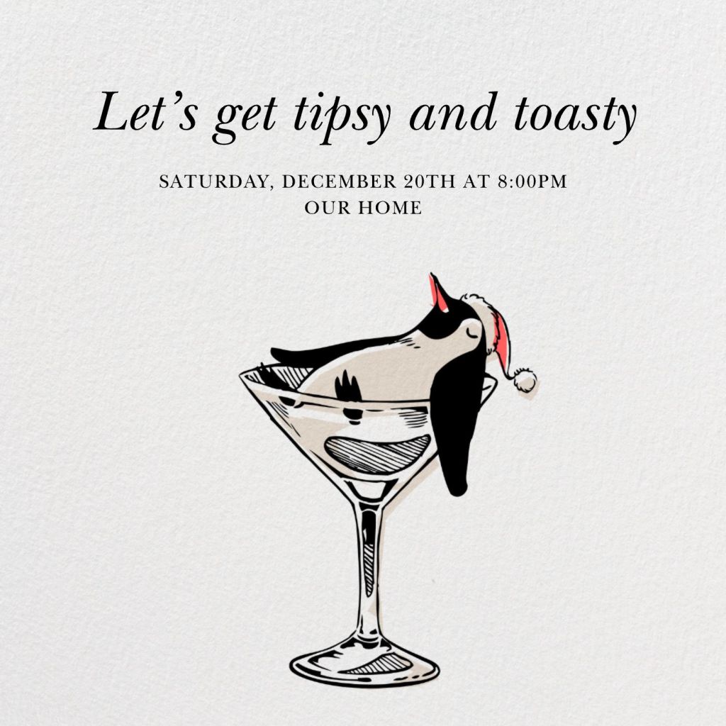 Tipsy Penguin - Holiday Party Invitation | Send online instantly | RSVP ...