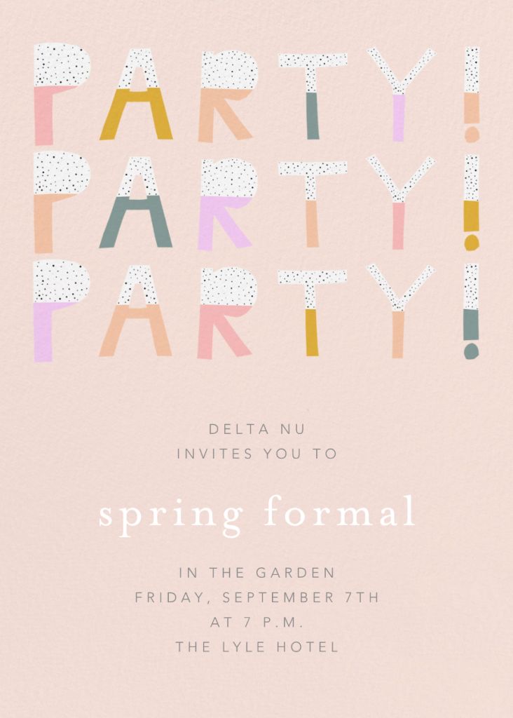 Party Party Party - Sorority Event Invitation | Send online instantly ...