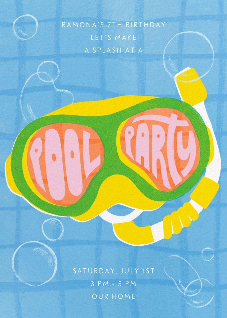 Swimfins - Pool Party Invitation | Send online instantly | RSVP tracking