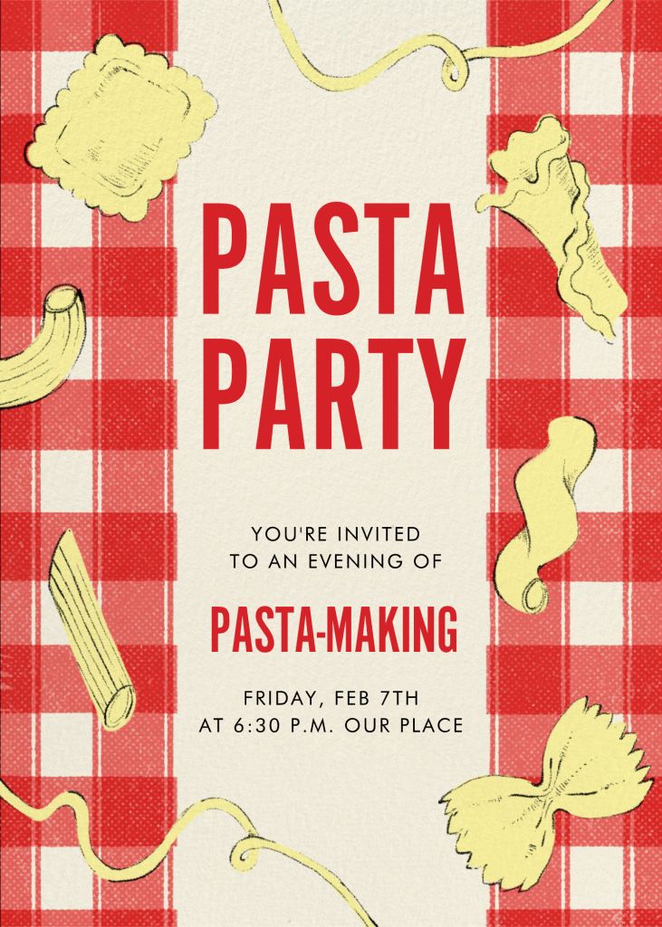 Handmade Pasta - Dinner Party Invitation | Send online instantly | RSVP ...