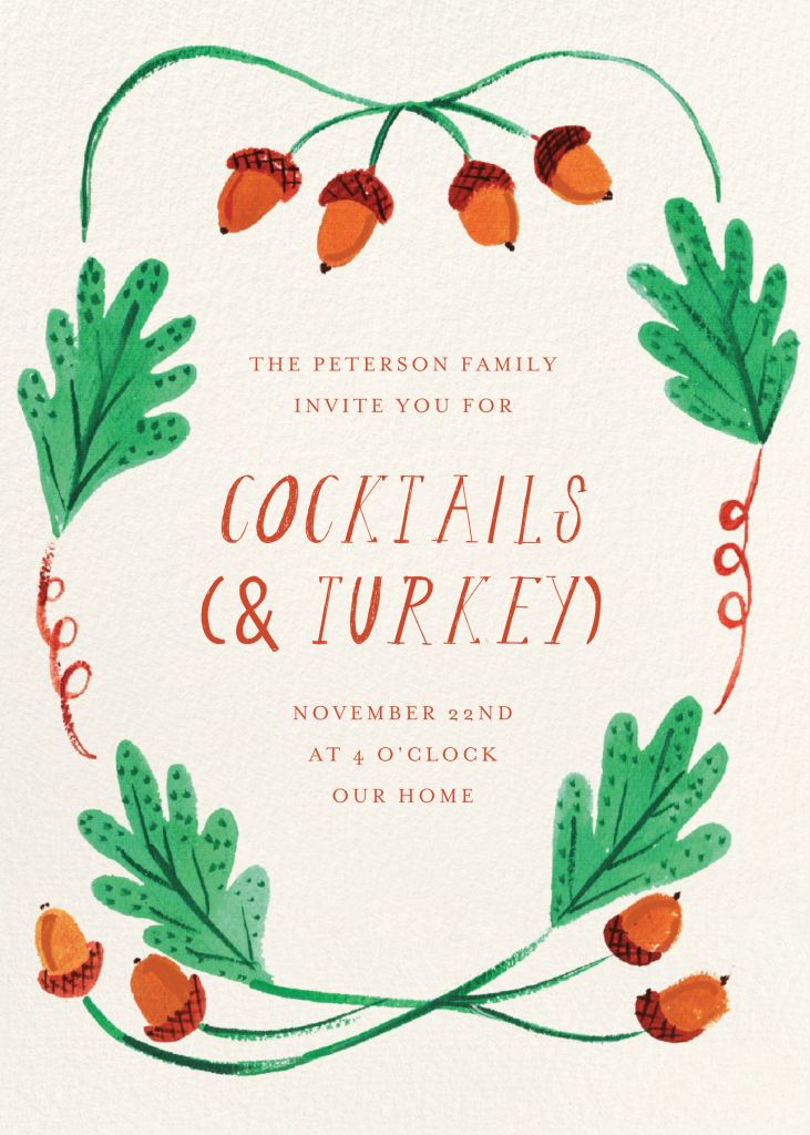 Foliage and Acorns - Invitation | Send online instantly | RSVP tracking