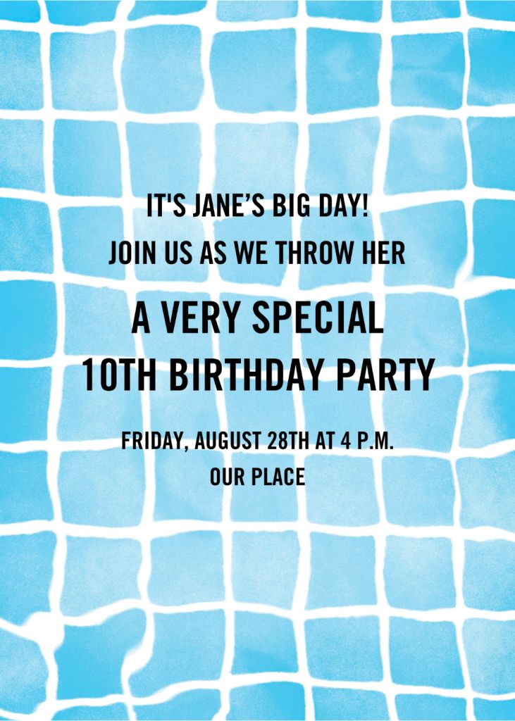 KSNY Pool Party - Invitation | Send online instantly | RSVP tracking