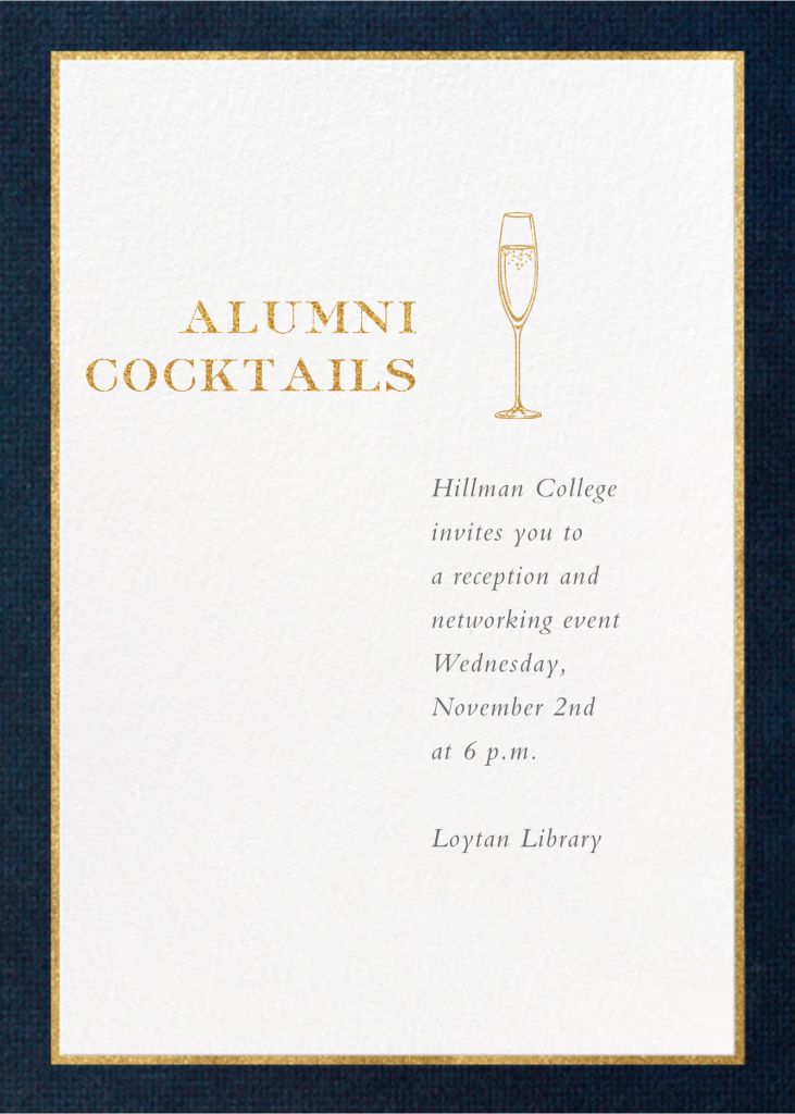 Oro (Tall) - Alumni Event Invitation | Send online instantly | RSVP ...