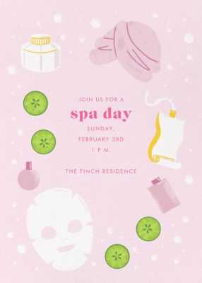 Spa Party Invitations | Send online instantly | RSVP tracking