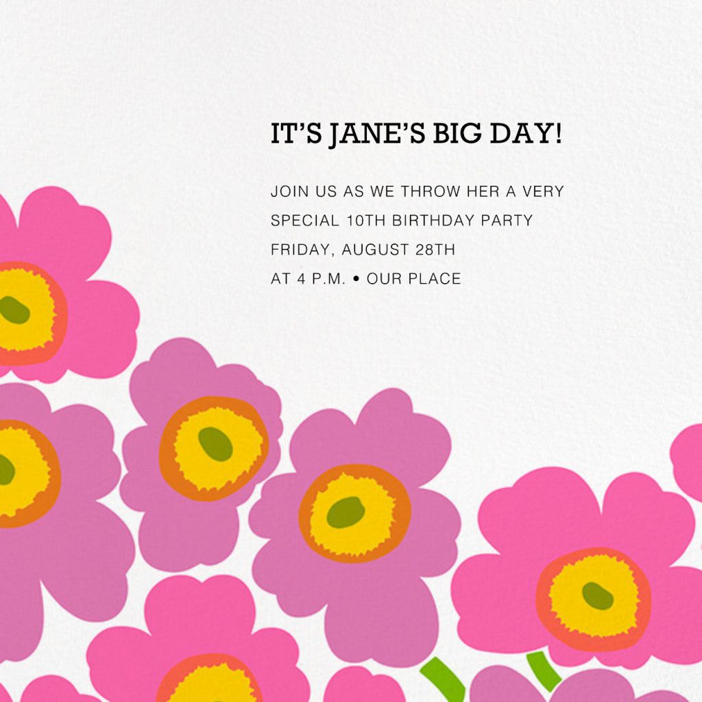 Unikko (Square) - Birthday Invitation | Send online instantly | RSVP ...