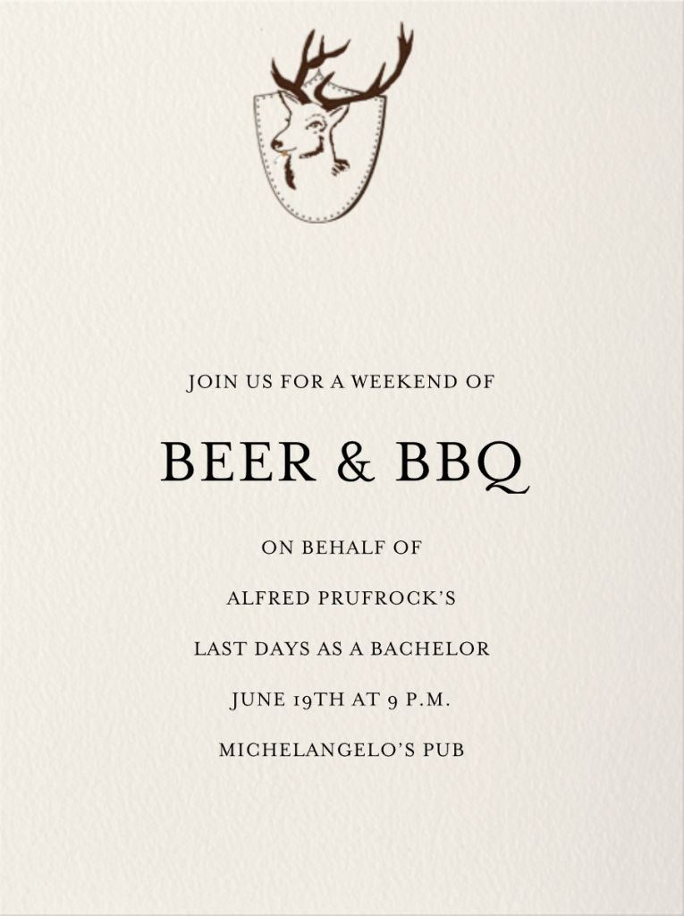 Stag - Bachelor Party Invitation | Send online instantly | RSVP tracking