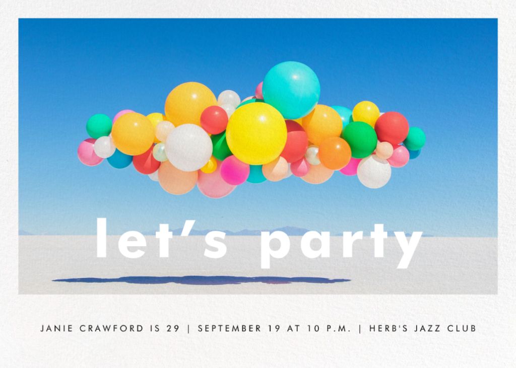 Balloon Airlift (Horizontal) - Birthday Invitation | Send online ...