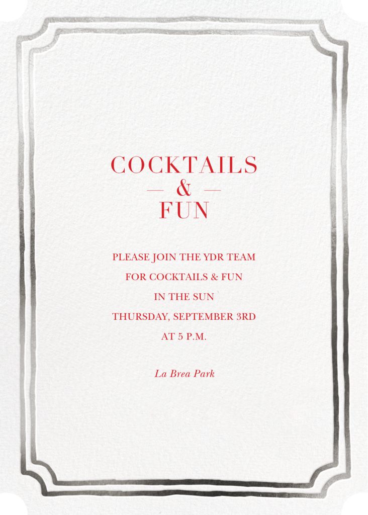 Double Border Indented Corners - Cocktail Party Invitation | Send ...