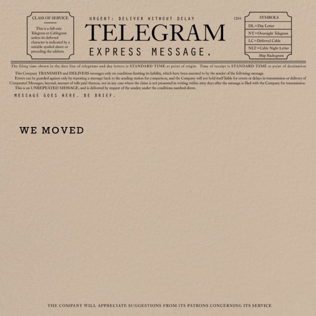 Telegram - Moving Announcement | Send online instantly | Track opens