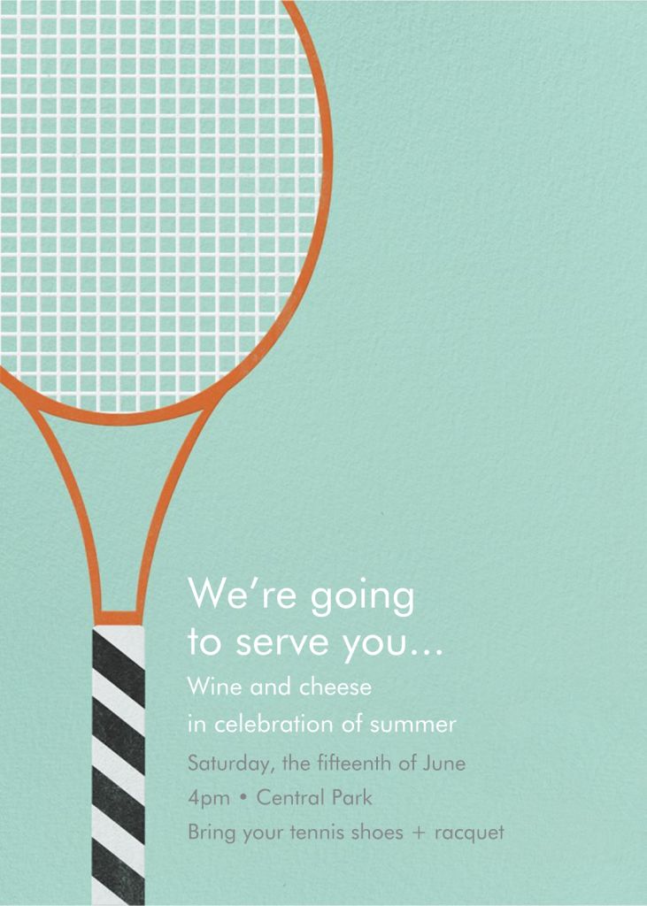 Tennis Racquet - Summer Party Invitation | Send online instantly | RSVP ...