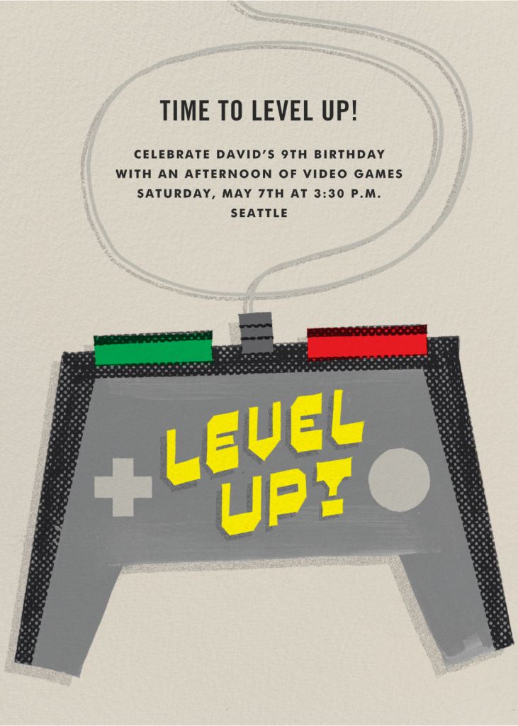 Level Up - Birthday Invitation | Send online instantly | RSVP tracking