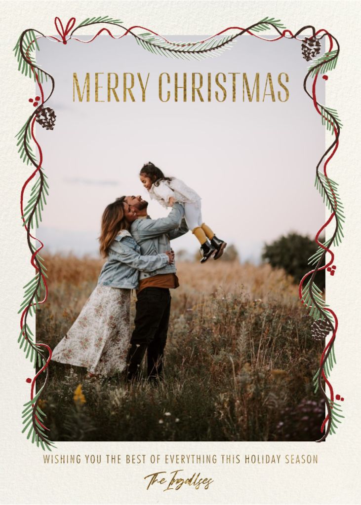 Minimal Garland Border - Holiday Card | Send online instantly | Track opens