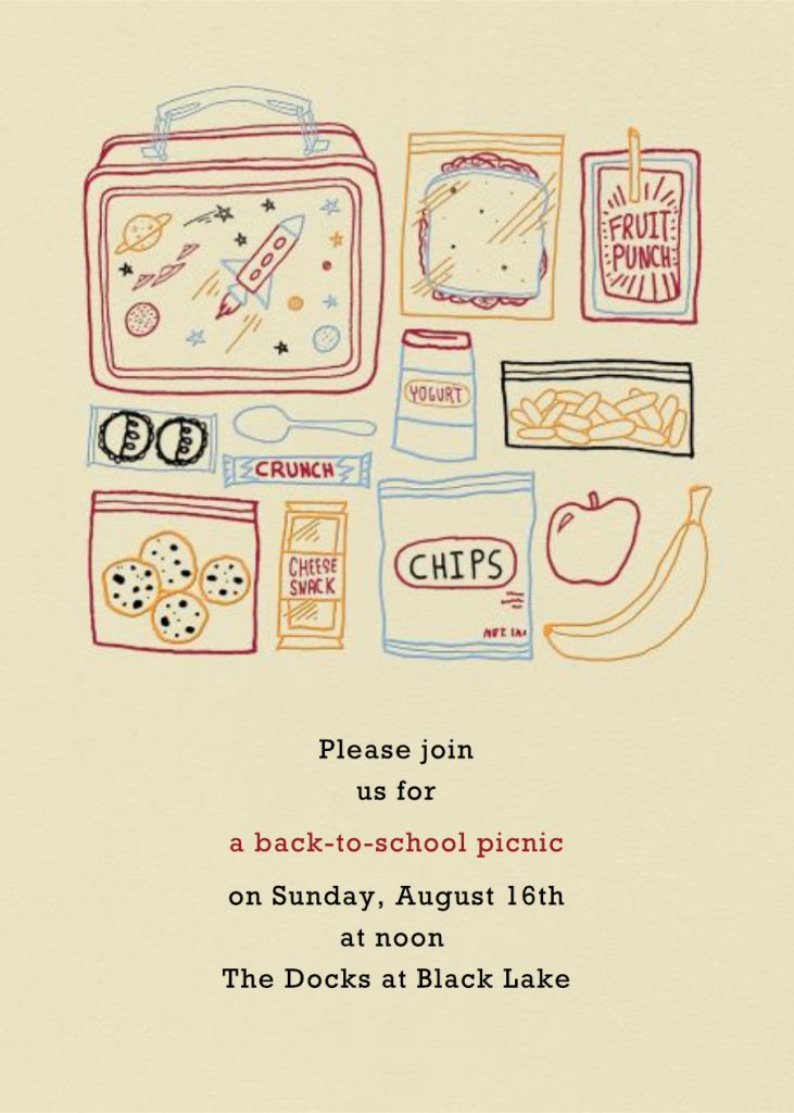 School Lunch Box & Snacks Invitation