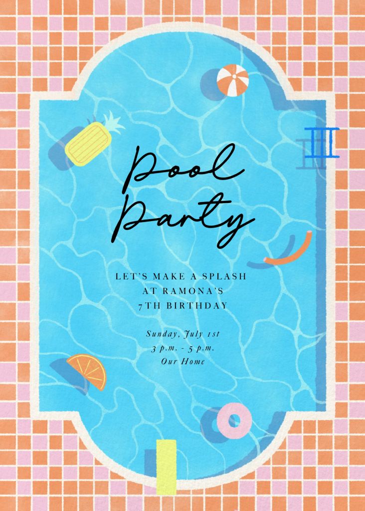 Splashy Oasis - Birthday Invitation | Send online instantly | RSVP tracking