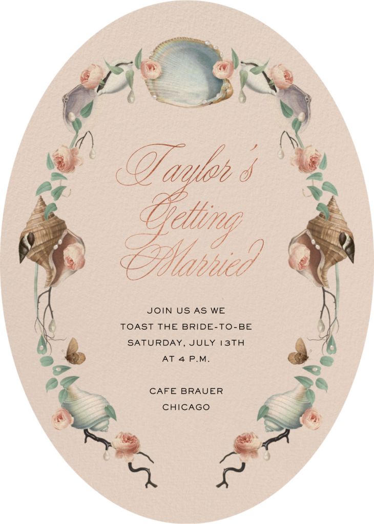 Shells and Roses - Bridal Shower Invitation | Send online instantly ...