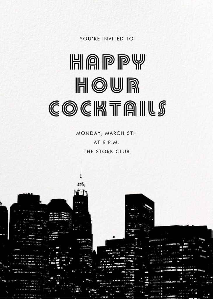 Cityscape - Happy Hour Invitation | Send online instantly | RSVP tracking