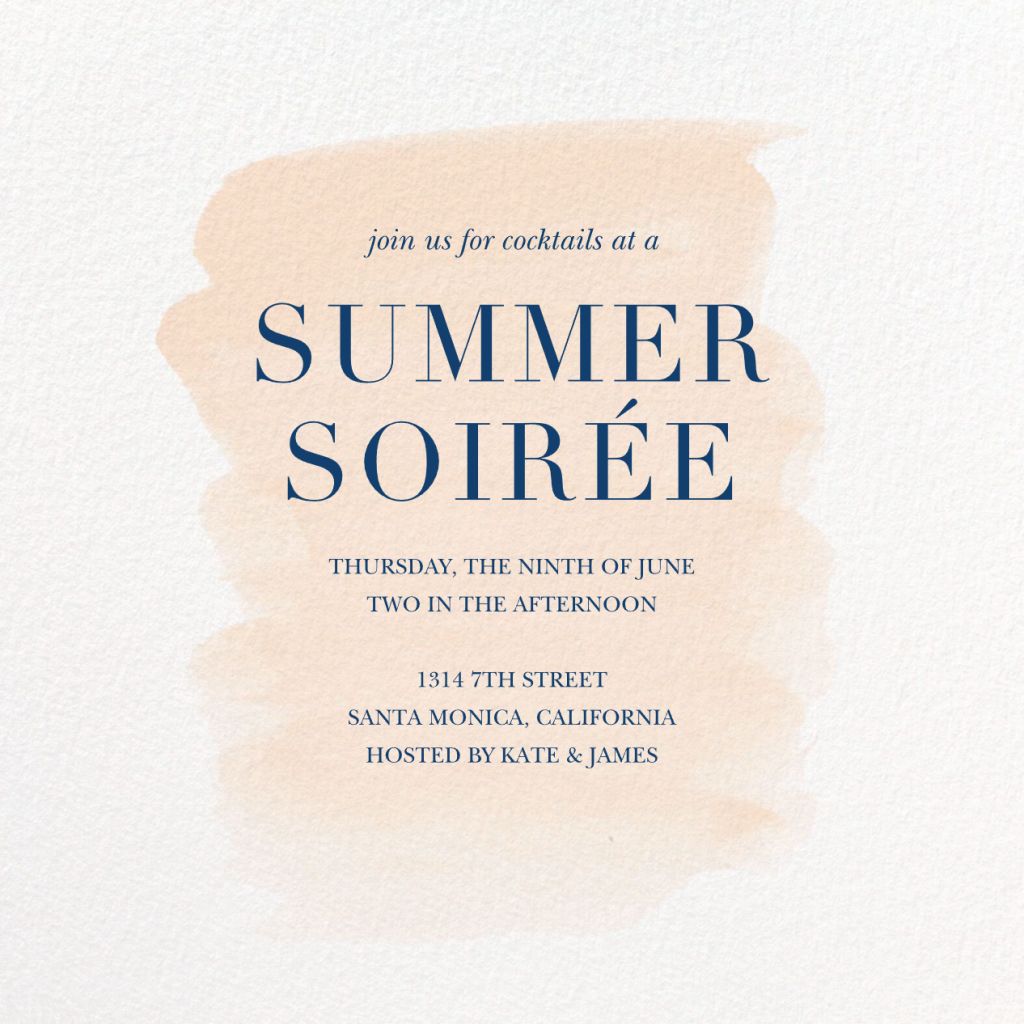 Basic Brushstroke - Summer Party Invitation | Send online instantly ...