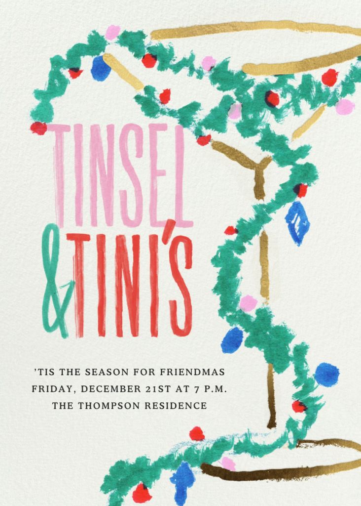 Tinsel and Tinis - Holiday Party Invitation | Send online instantly ...