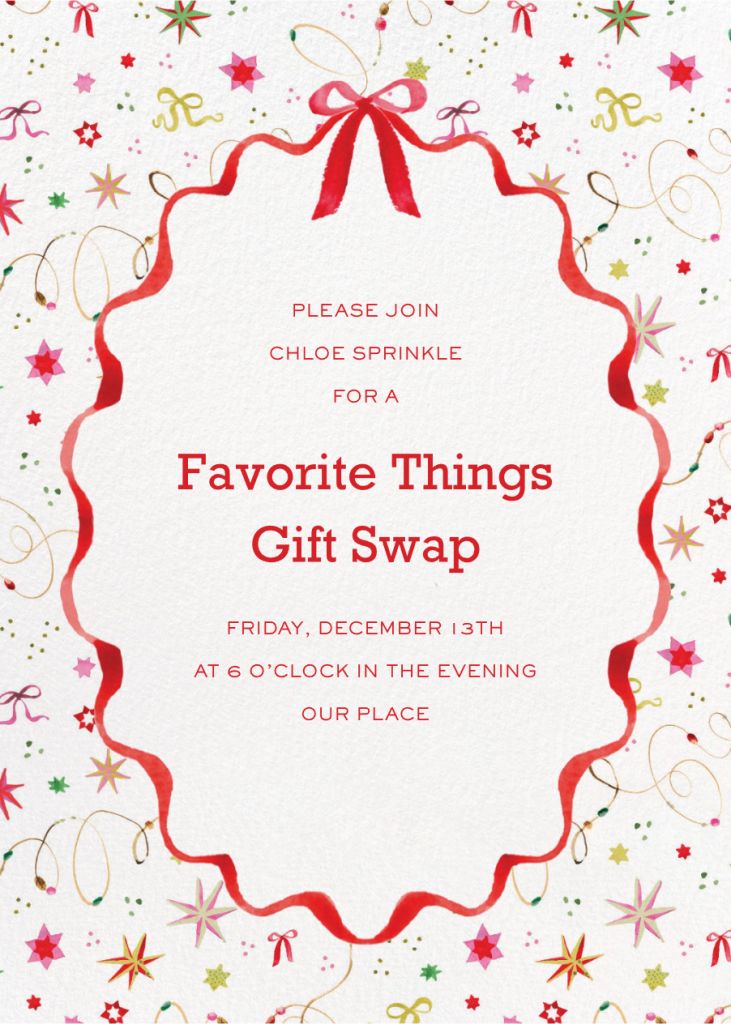 Bows and Stars (Sarah Robins Powell) - Holiday Party Invitation | Send ...
