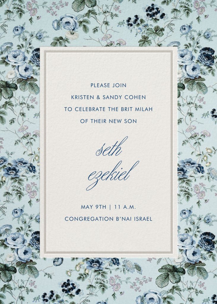 Trellis Bloom - Bris/Baby Naming Invitation | Send online instantly ...