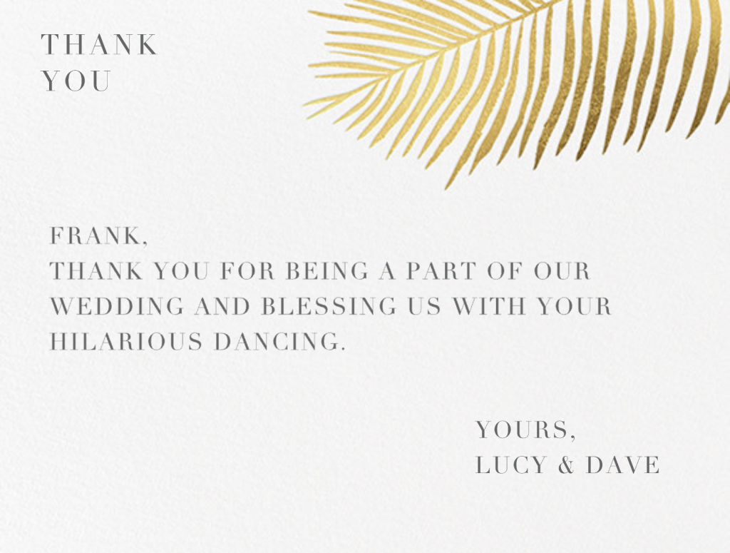 Palmier I (Stationery) - Thank You Card | Send online instantly | Track ...