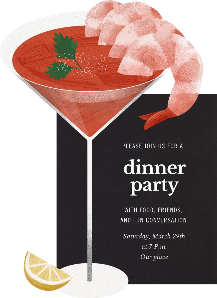 Shrimp Cocktail - Dinner Party Invitation | Send online instantly ...