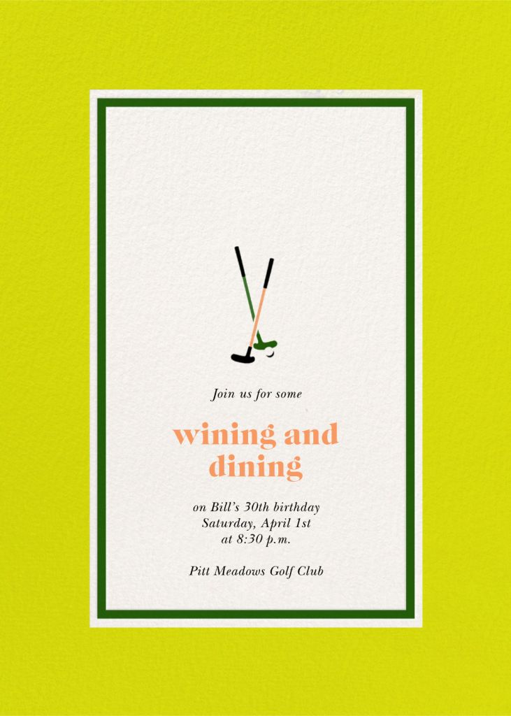 Putt’s Up - Birthday Invitation | Send online instantly | RSVP tracking