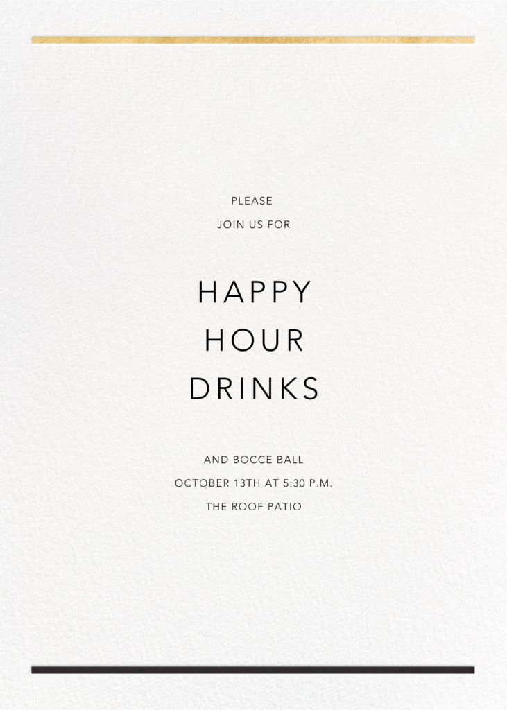 Minimal Foil Border - Happy Hour Invitation | Send online instantly ...