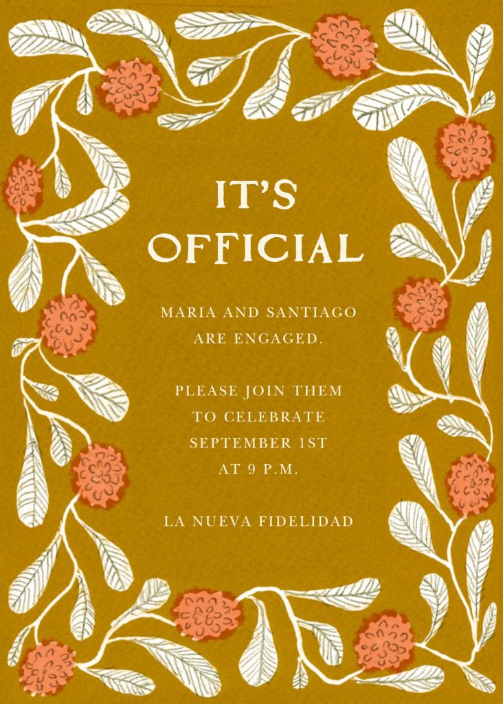 Wildflower Border - Engagement Party Invitation | Send online instantly ...