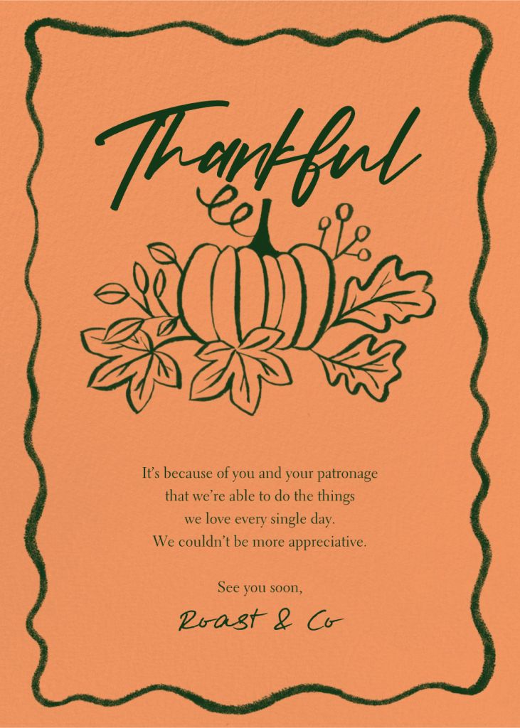 Thankful Pumpkin - Thanksgiving Card | Send online instantly | Track opens