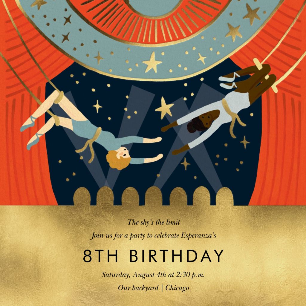 Trapeze Birthday - Birthday Invitation | Send online instantly | RSVP ...
