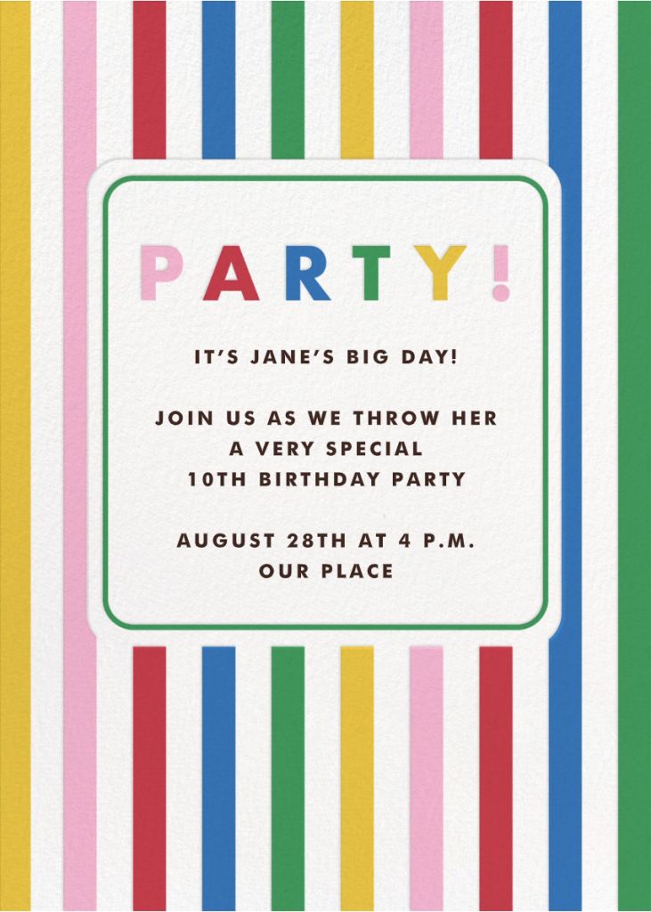 Colorful Stripes - Birthday Invitation | Send online instantly | RSVP ...