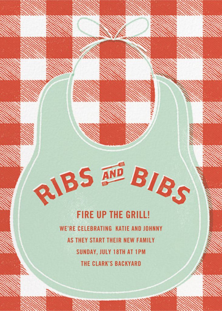 Ribs and Bibs - Baby Shower Invitation | Send online instantly | RSVP ...