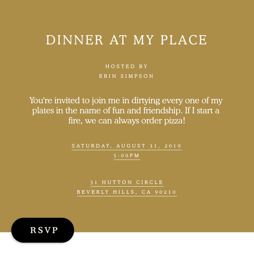 Dinner Party Invitations | Send online instantly | RSVP tracking