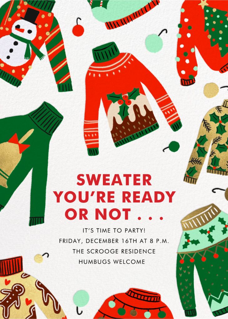 Christmas Sweaters - Holiday Party Invitation | Send online instantly ...