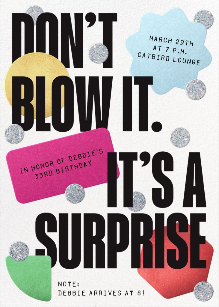 Sparkle Confetti - Surprise Party Invitation | Send online instantly ...