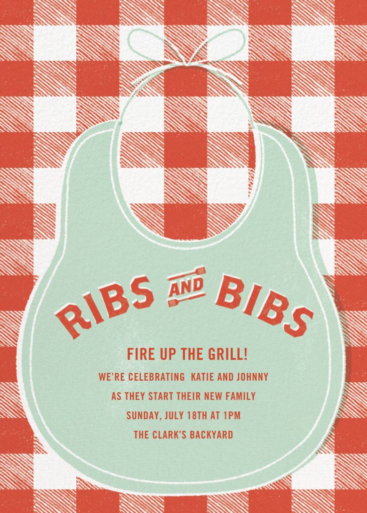 Ribs and Bibs - Baby Shower Invitation | Send online instantly | RSVP ...