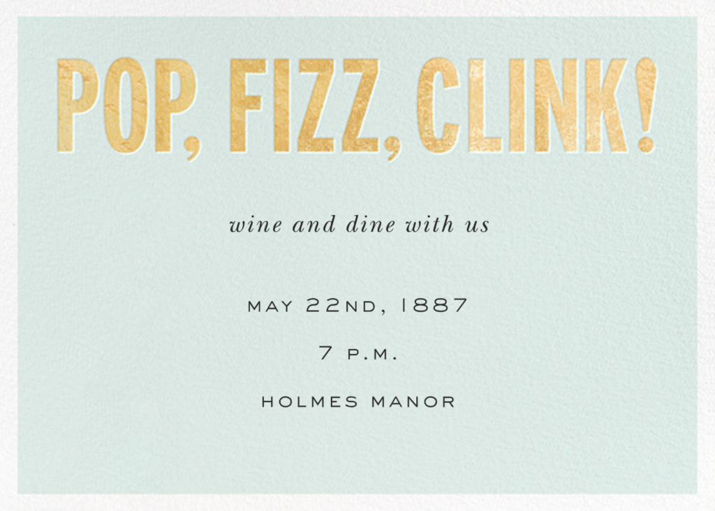 Pop Fizz Clink! (Horizontal) - Cocktail Party Invitation | Send online ...