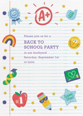 Back to School Invitations | Send online instantly | RSVP tracking