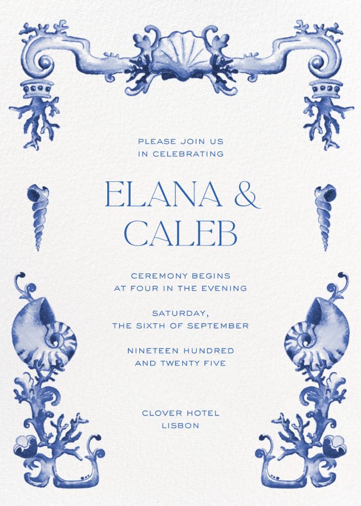 Blue Shells - Wedding Invitation | Send online instantly | RSVP tracking