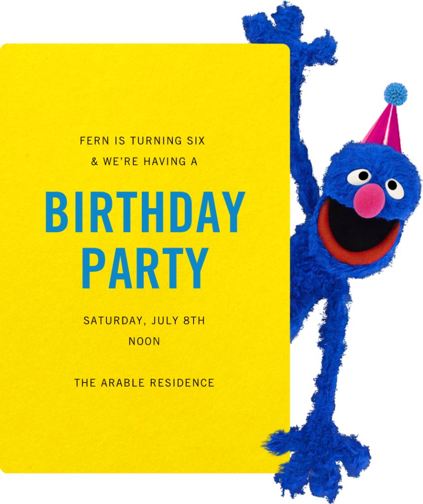 Hi, Grover - Birthday Invitation | Send online instantly | RSVP tracking