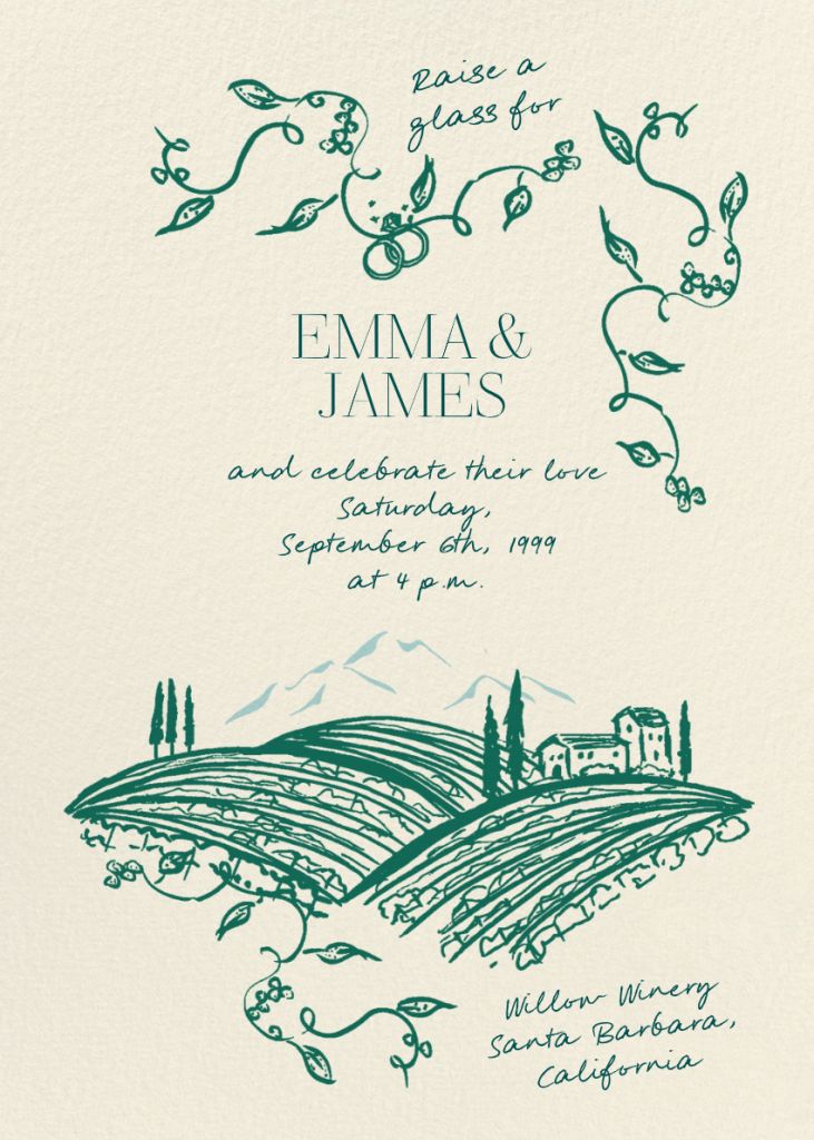 Winery Landscape - Wedding Invitation | Send online instantly | RSVP ...