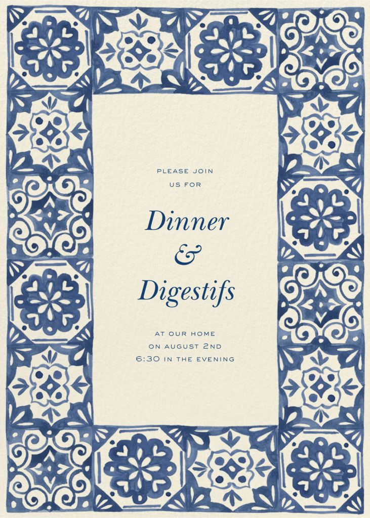 Amalfi Tiles - Dinner Party Invitation | Send online instantly | RSVP ...