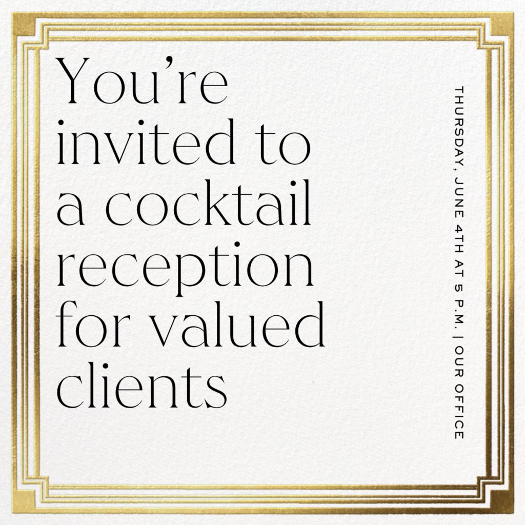 Gold Trimmed - Corporate Reception Invitation | Send online instantly ...