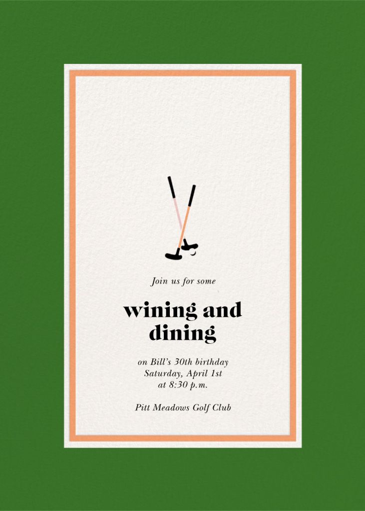 Putt’s Up - Birthday Invitation | Send online instantly | RSVP tracking