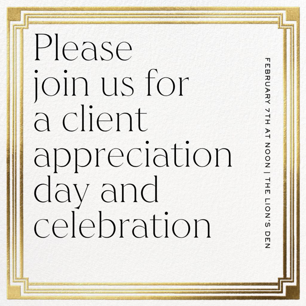 Gold Trimmed - Appreciation Event Invitation | Send online instantly ...