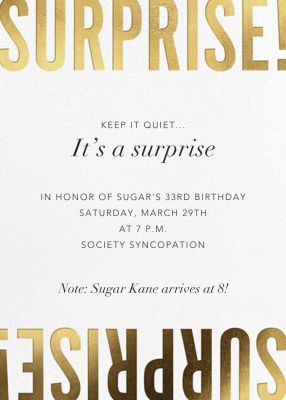 Surprise Party Invitations | Send online instantly | RSVP tracking