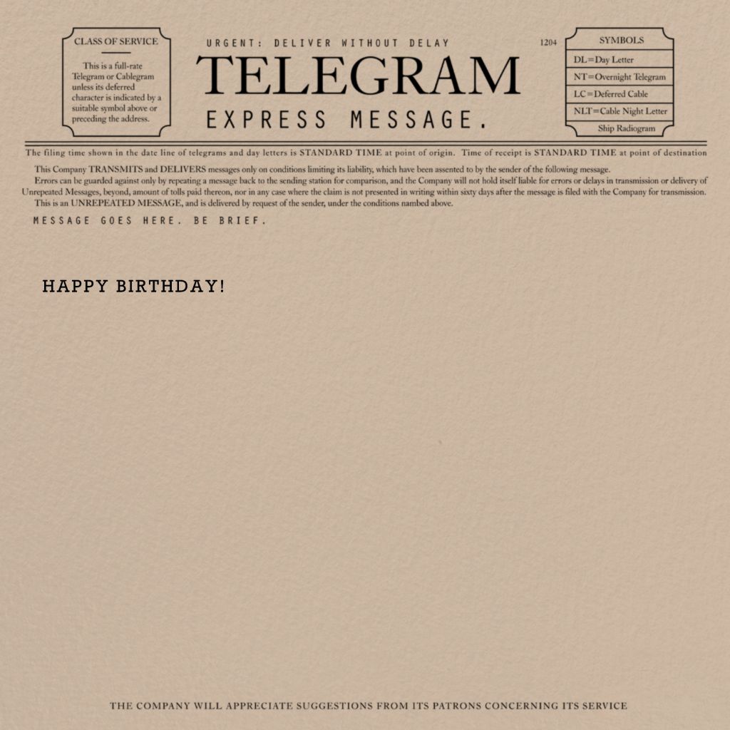 Telegram - Birthday Card | Send online instantly | Track opens